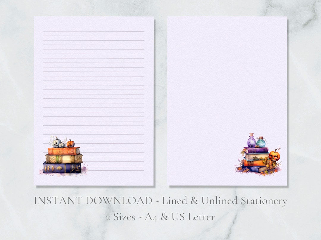 Halloween Spell Books Printable Stationery Jack O Lantern Writing Paper ...