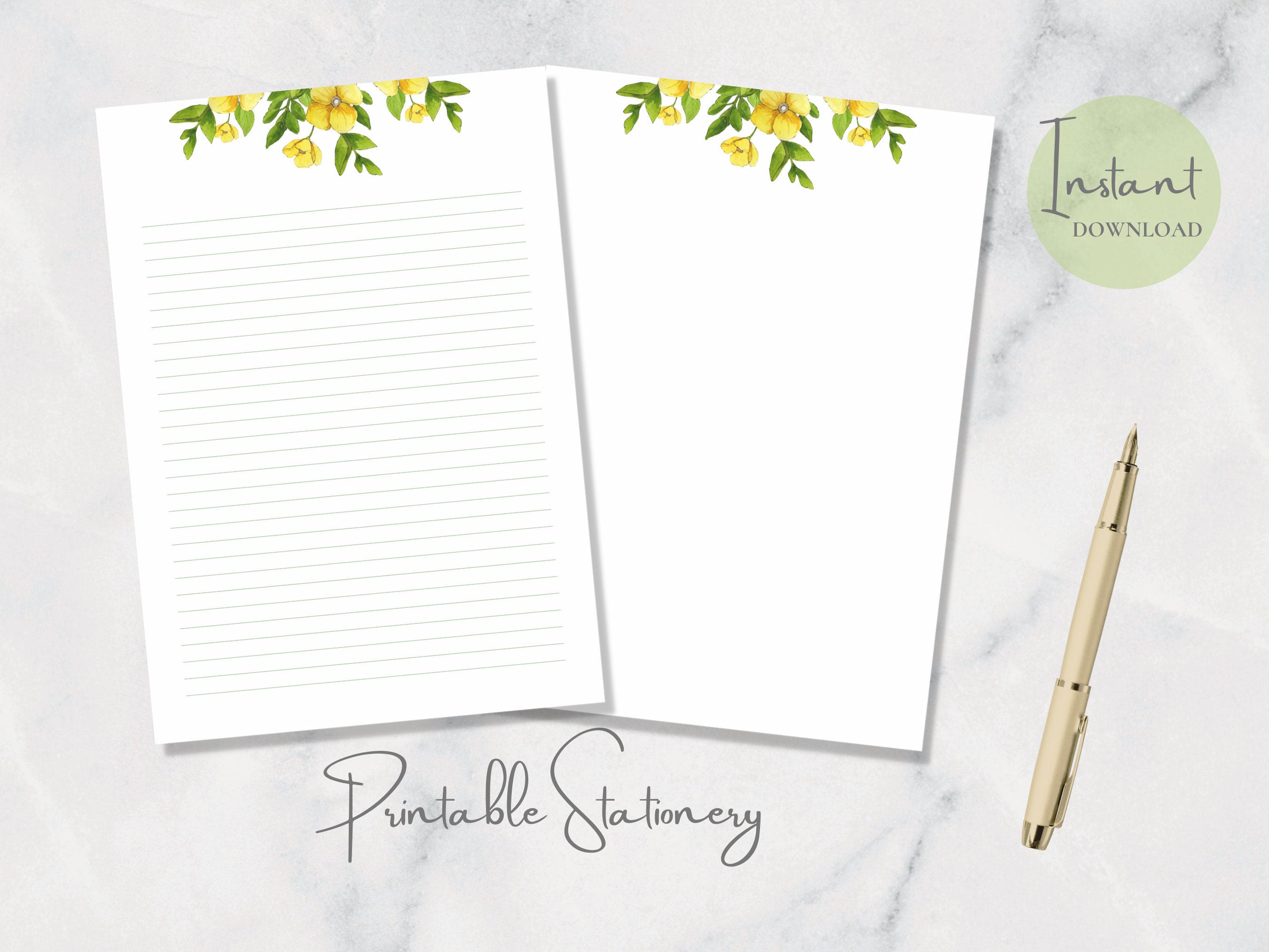 Buttercup Printable Stationery Floral Stationary Botanical Writing ...