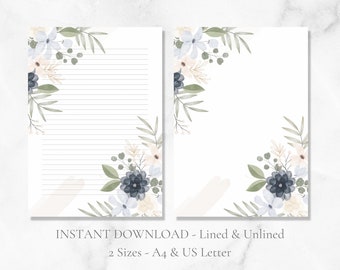 Floral Hummingbird Printable Stationery Magnolia Printable Stationary ...