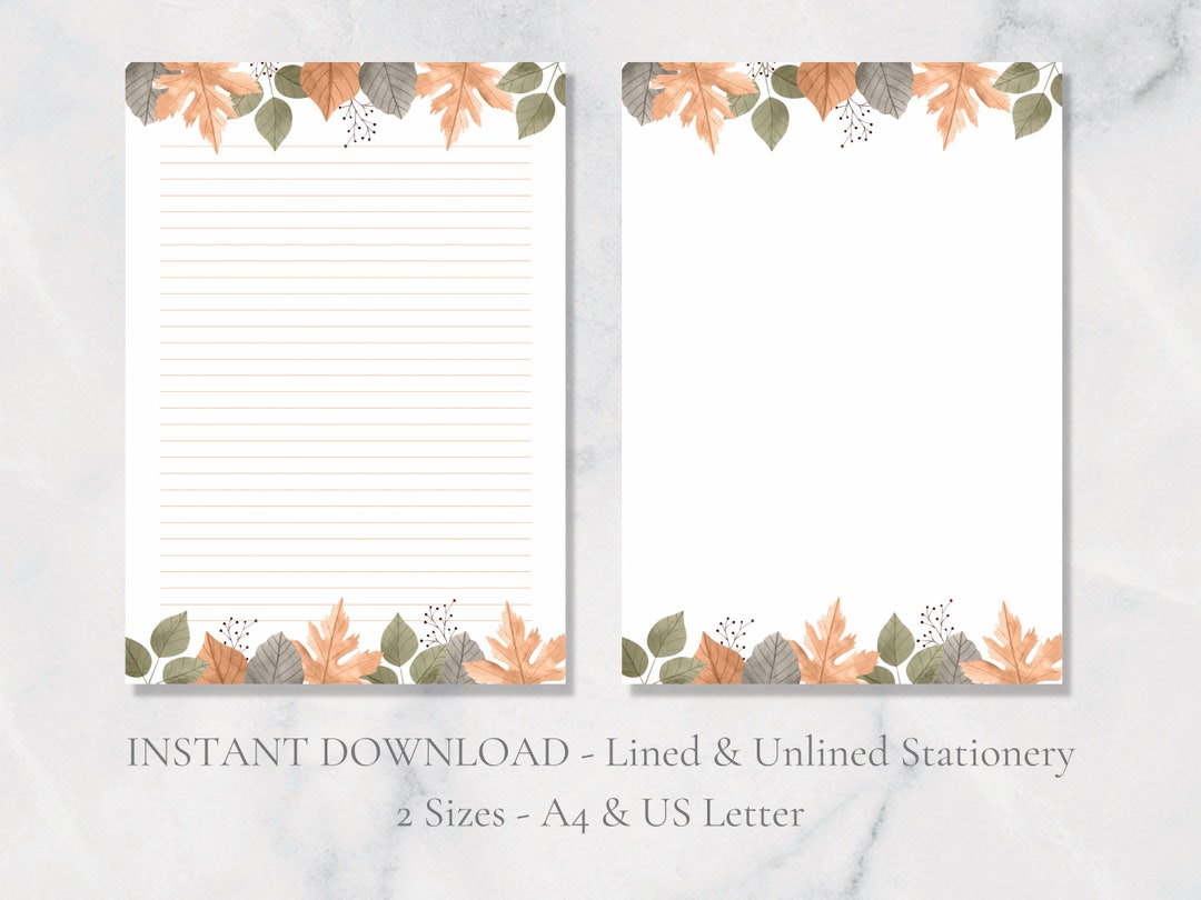 Autumn Fall Printable Stationery Header Footer Paper Fall Leaves ...