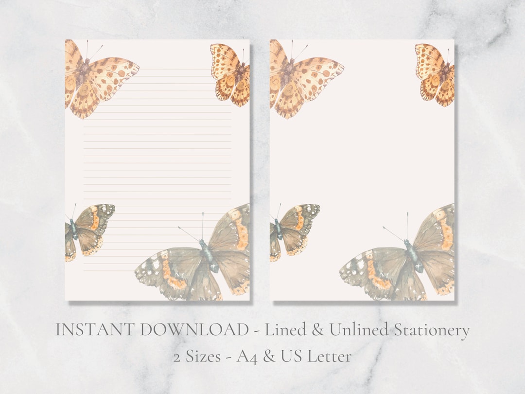 Butterfly Printable Stationery Natural Stationary Nature Writing Paper ...