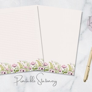 Dragonfly Floral Watercolor Printable Stationery Poppy Stationary ...