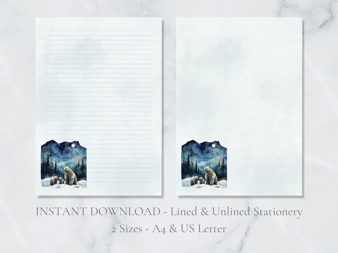 Brown Bear Family Printable Stationery Nature Stationary Snow Letter ...