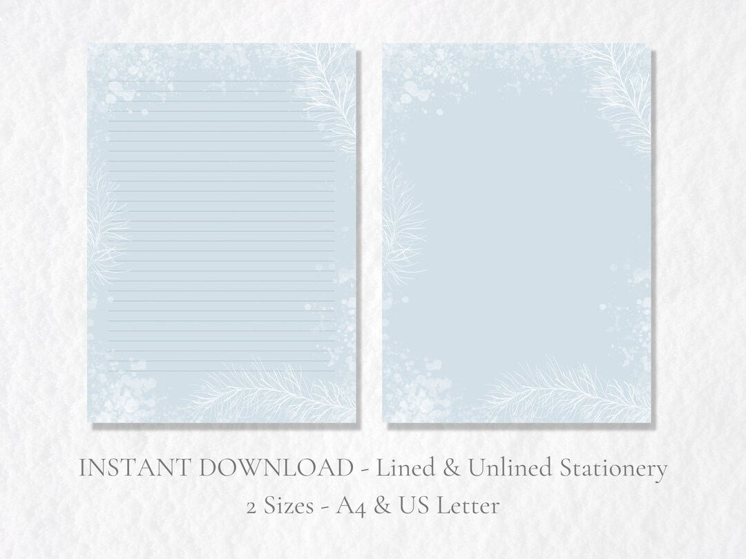 Snow Tree Branch Printable Stationery Winter Stationary Snow Writing ...