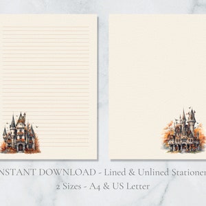 Haunted Mansion Printable Stationery Halloween Letter Paper Autumn A4 ...