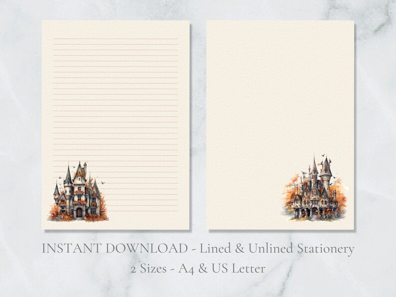 Haunted Mansion Printable Stationery Halloween Letter Paper Autumn A4 ...