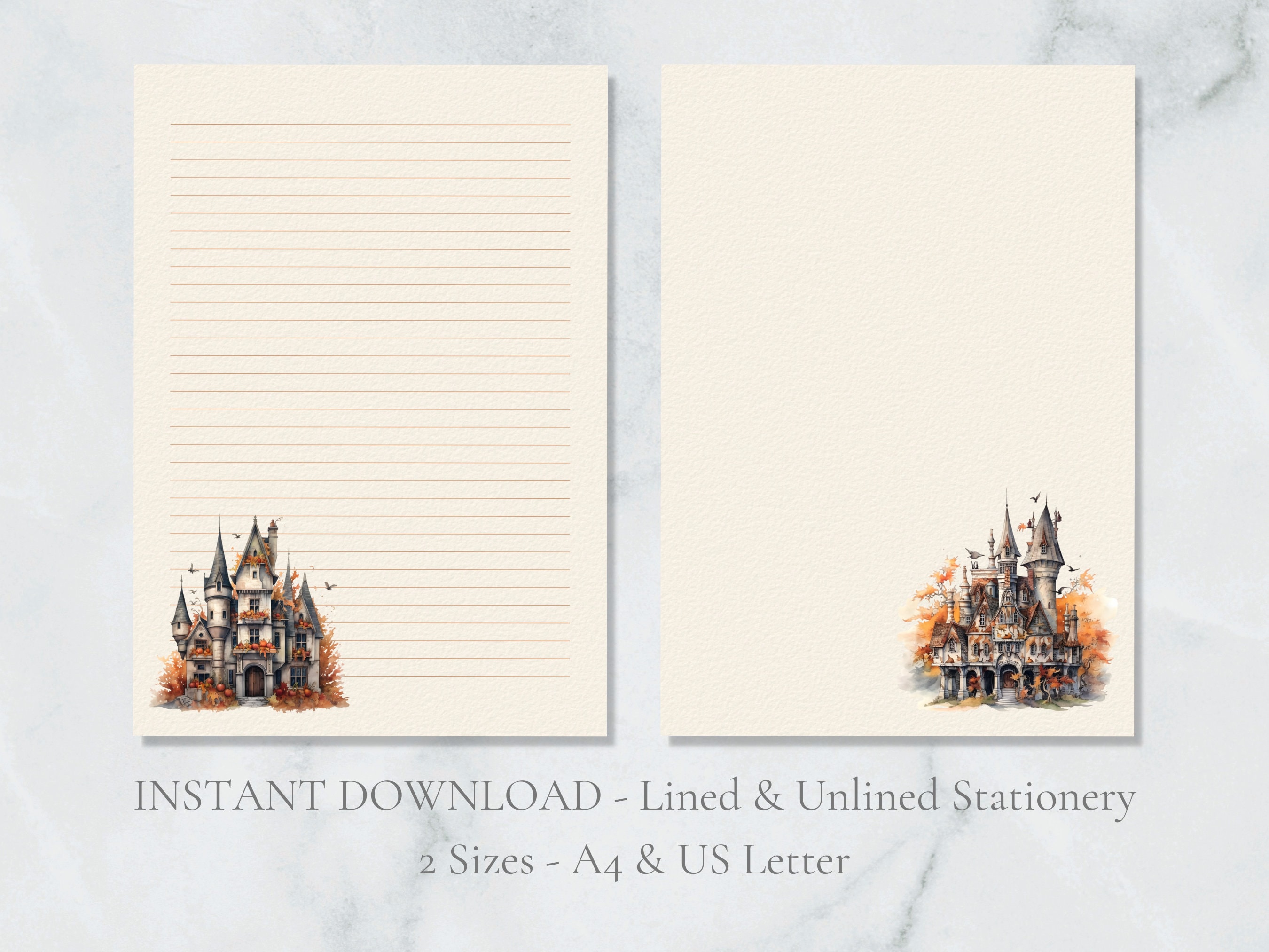Haunted Mansion Printable Stationery Halloween Letter Paper Autumn A4 ...