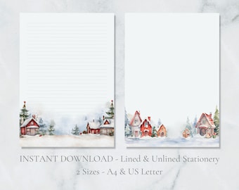 Christmas Stationary Digital Set,letter Writing Lined Paper - Etsy