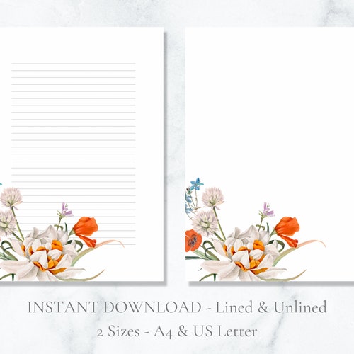 Boho Floral Printable Stationery Printable Writing Paper - Etsy