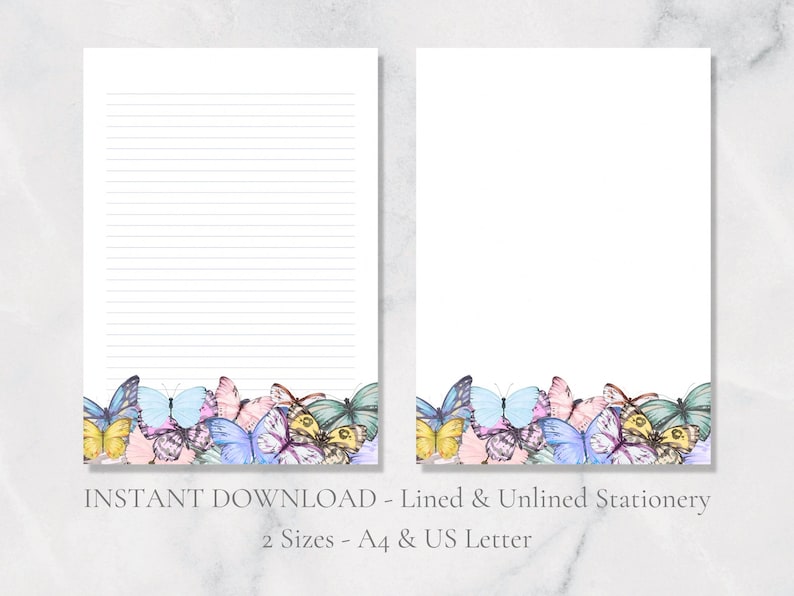 Butterfly Footer Printable Stationery Coloful Stationary Nature Writing ...