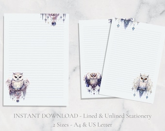 Magic Owls Printable Stationery Winter Stationary Festive Letter ...