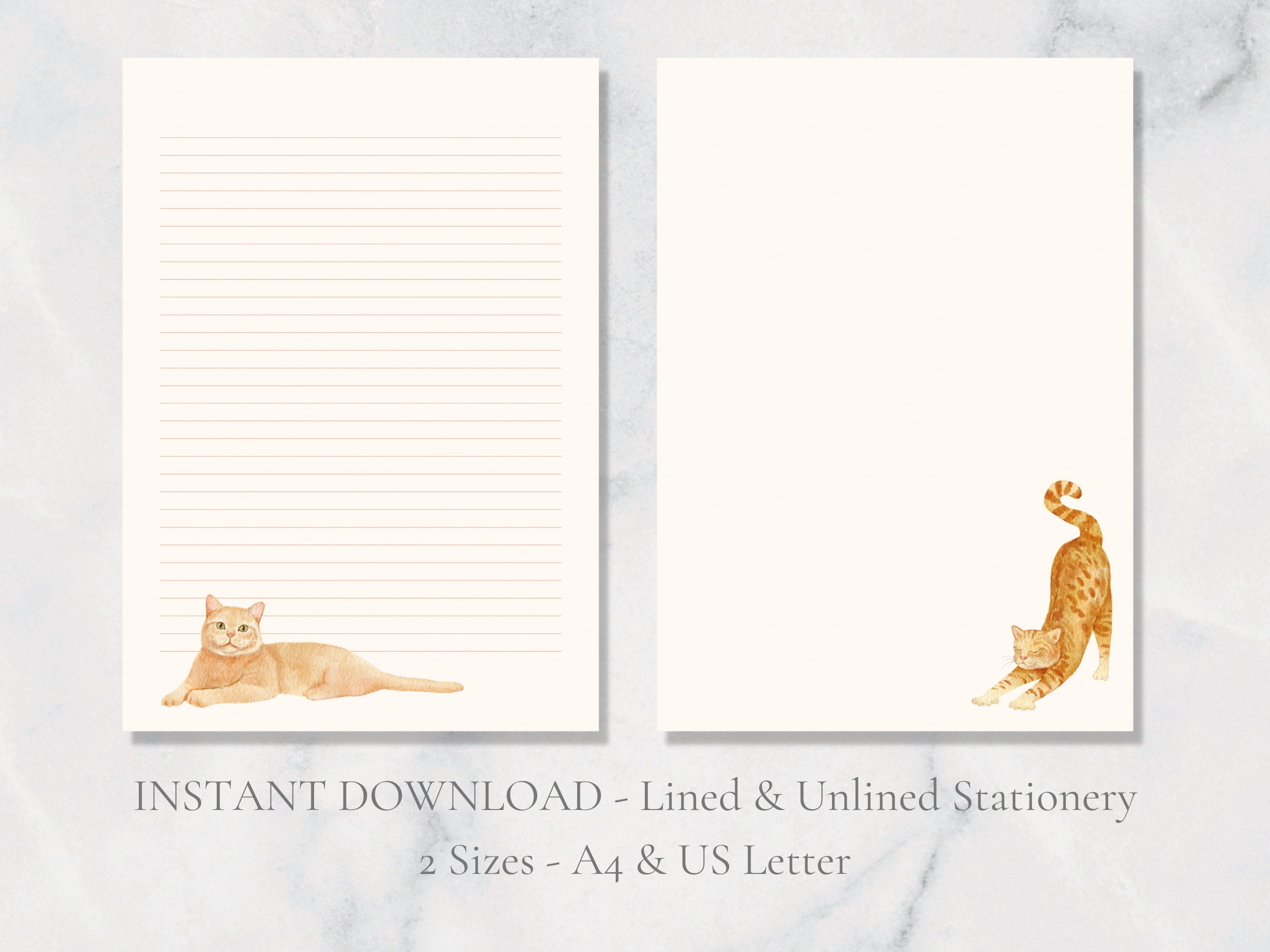 Ginger Cat Printable Stationery Cute Animal Stationary Pet Writing ...