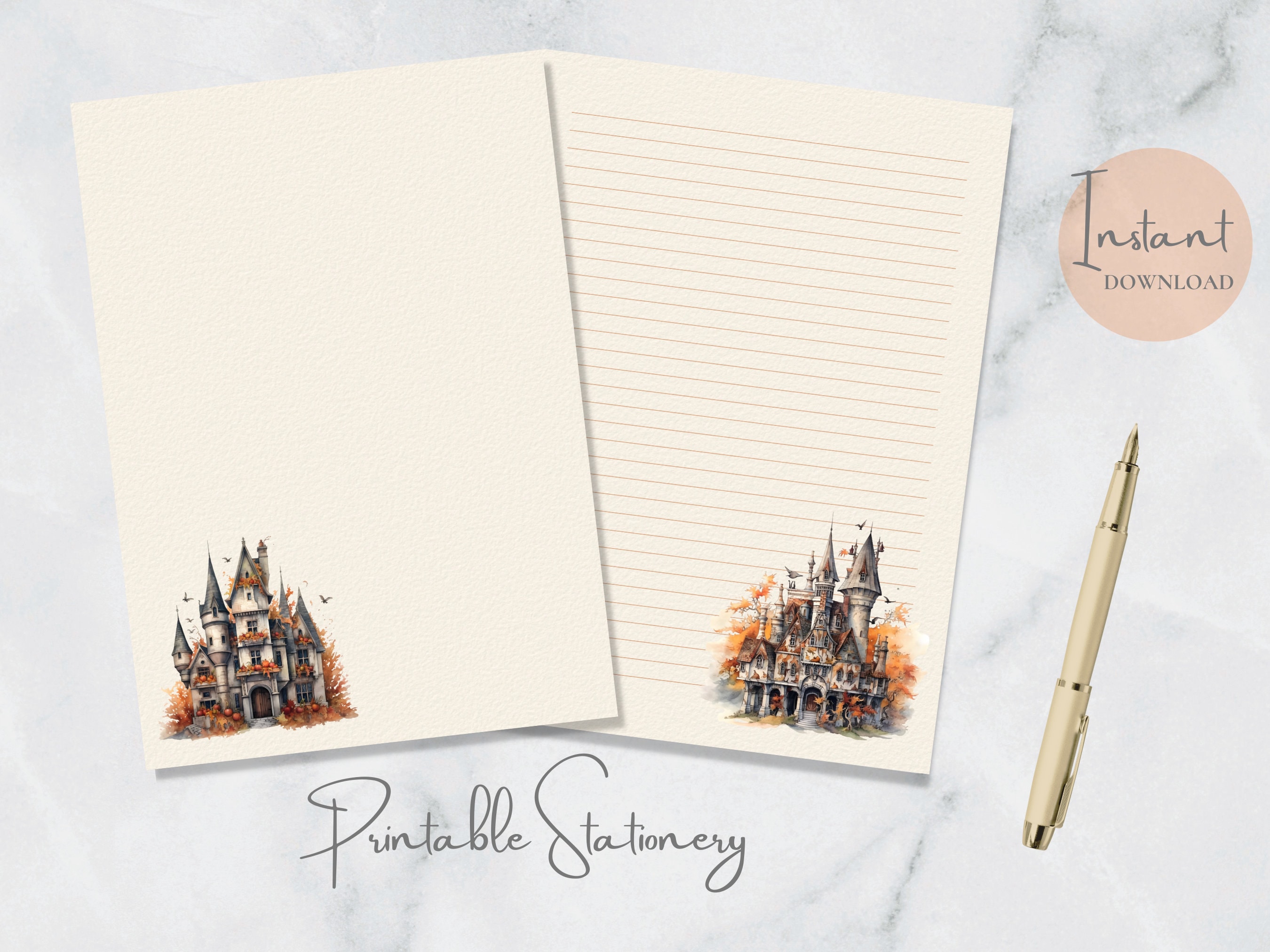 Haunted Mansion Printable Stationery Halloween Letter Paper Autumn A4 ...