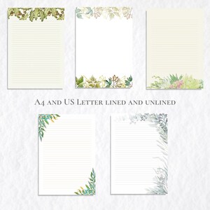 BUNDLE Leaf Stationery Printable Green Leaves Stationary Paper ...