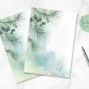 Watercolor Leaf Printable Stationery Leaves Stationary Botanical ...