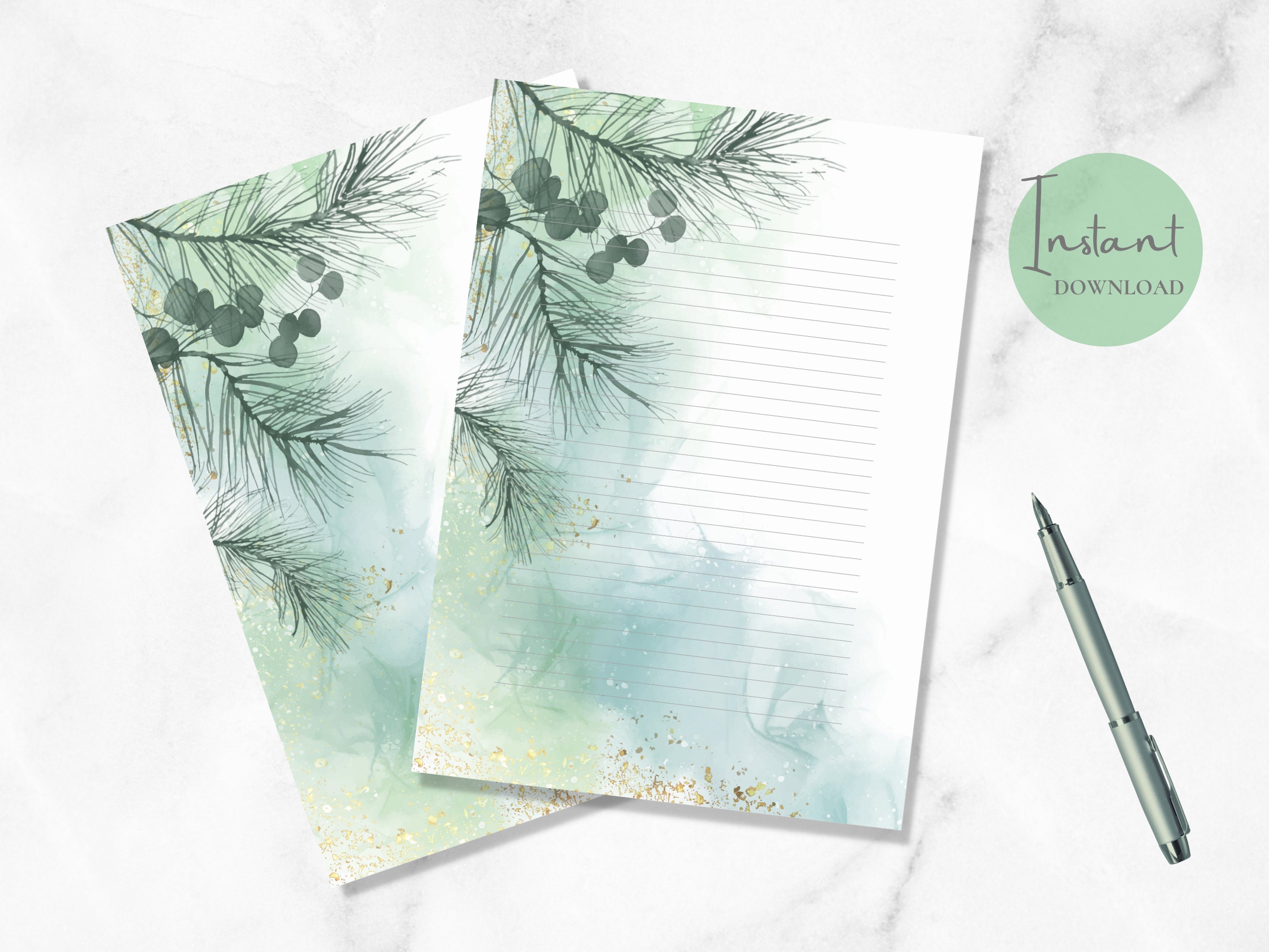 Watercolor Leaf Printable Stationery Leaves Stationary Botanical ...