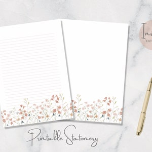 Spring Summer Flowers Printable Stationery Floral Stationary Botanical ...