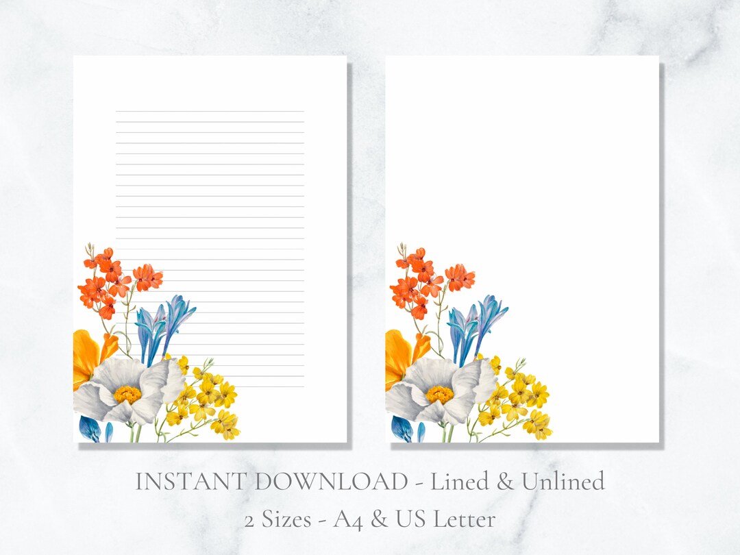 Floral Printable Stationery Wild Flowers Stationary Meadow Writing ...