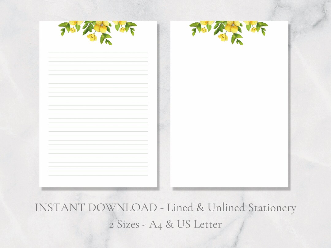Buttercup Printable Stationery Floral Stationary Botanical Writing ...