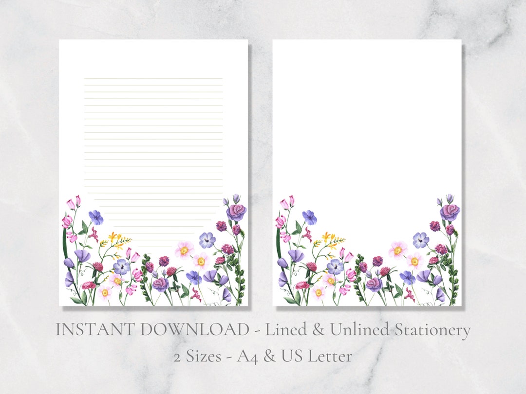 Spring Garden Printable Stationery Floral Stationary Nature Writing ...