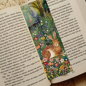 Forest Rabbits Printable Bookmark Woodland Watercolor Bunny Instant ...