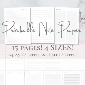 Modern My Notes Printable Stationery Digital Notes Modern Stationary ...