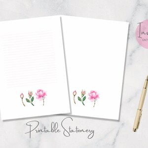 Pink Rose Printable Stationery Love Stationary Watercolor Writing Paper ...