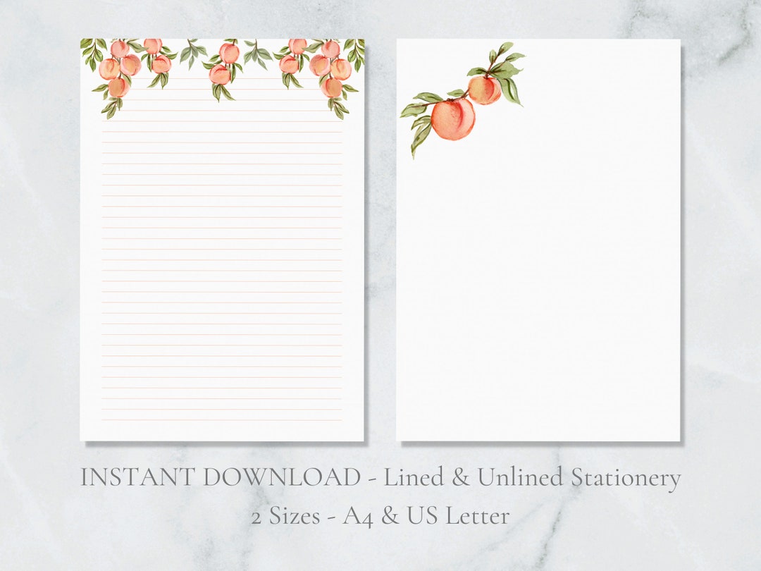 Peaches Printable Stationery Fruit Stationary Nature Writing Paper Tree ...