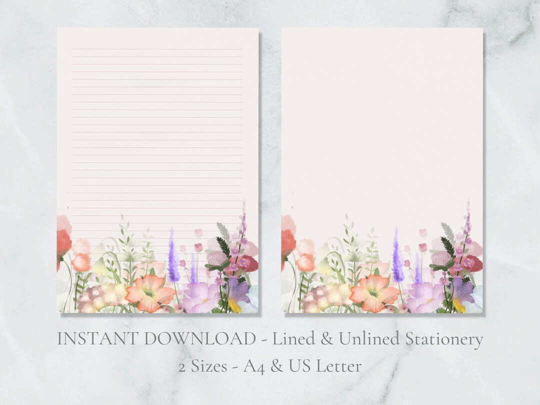Flower Garden Printable Stationery Floral Stationary Nature Writing ...