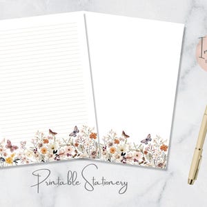 Butterfly Garden Printable Stationery Floral Stationary Nature Writing ...