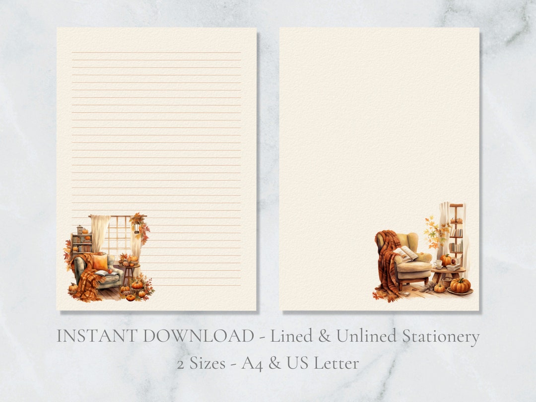 Cozy Autumn Printable Stationery Fall Letter Paper Thanksgiving A4 and ...