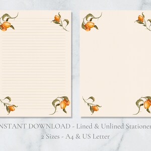Apricot Printable Stationery Fruit Stationary Nature Writing Paper Tree ...
