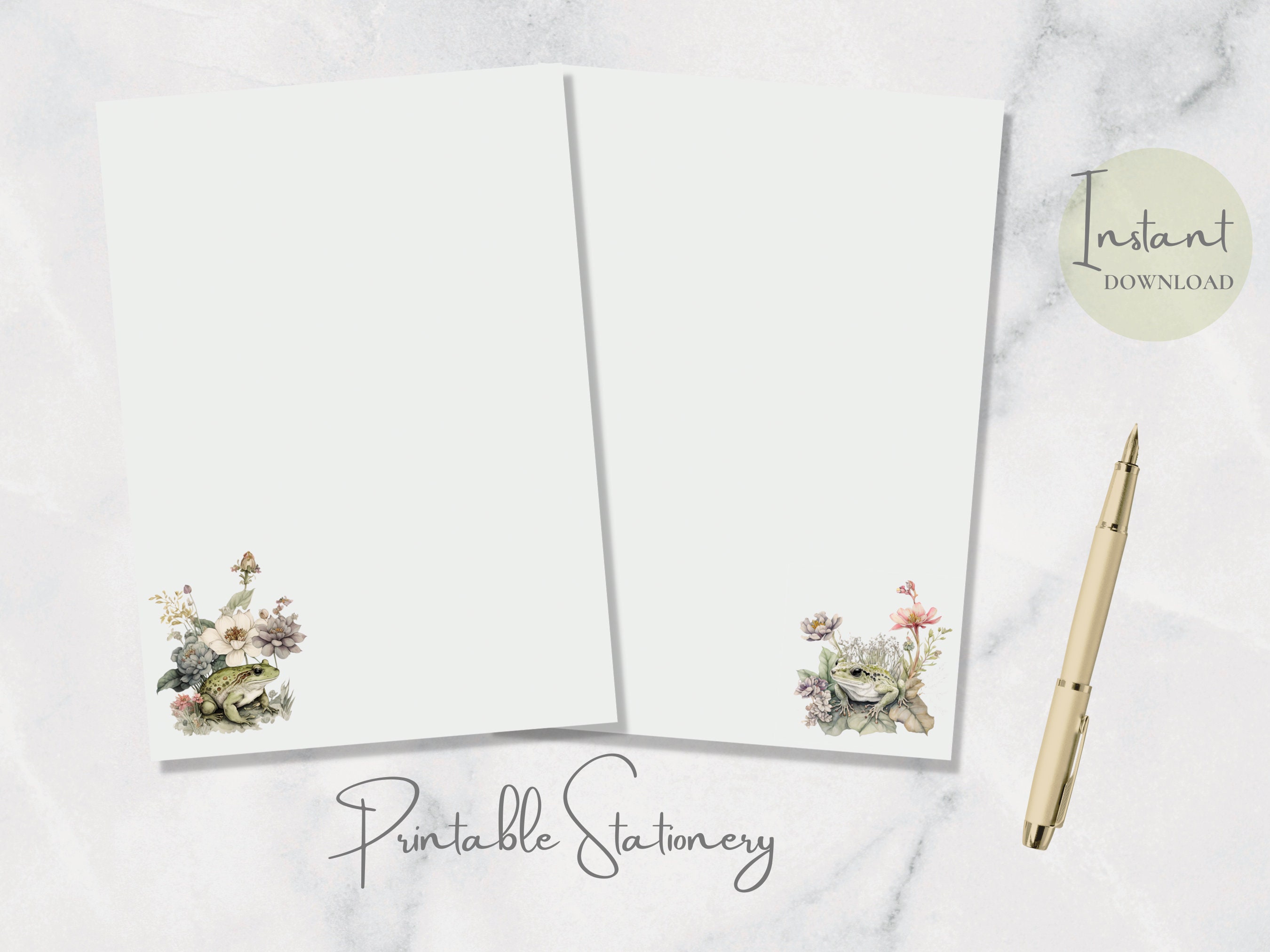 Frog Printable Stationery Floral Stationary Nature Writing Paper ...