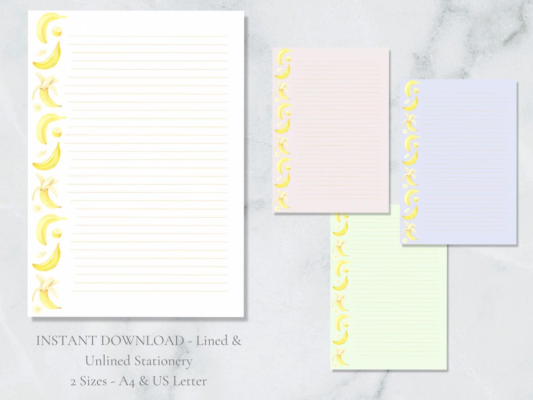 Banana Printable Stationery Fruit Stationary Nature Writing Paper ...