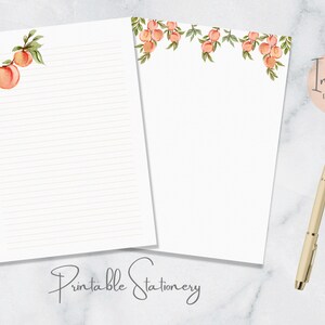 Peaches Printable Stationery Fruit Stationary Nature Writing Paper Tree ...