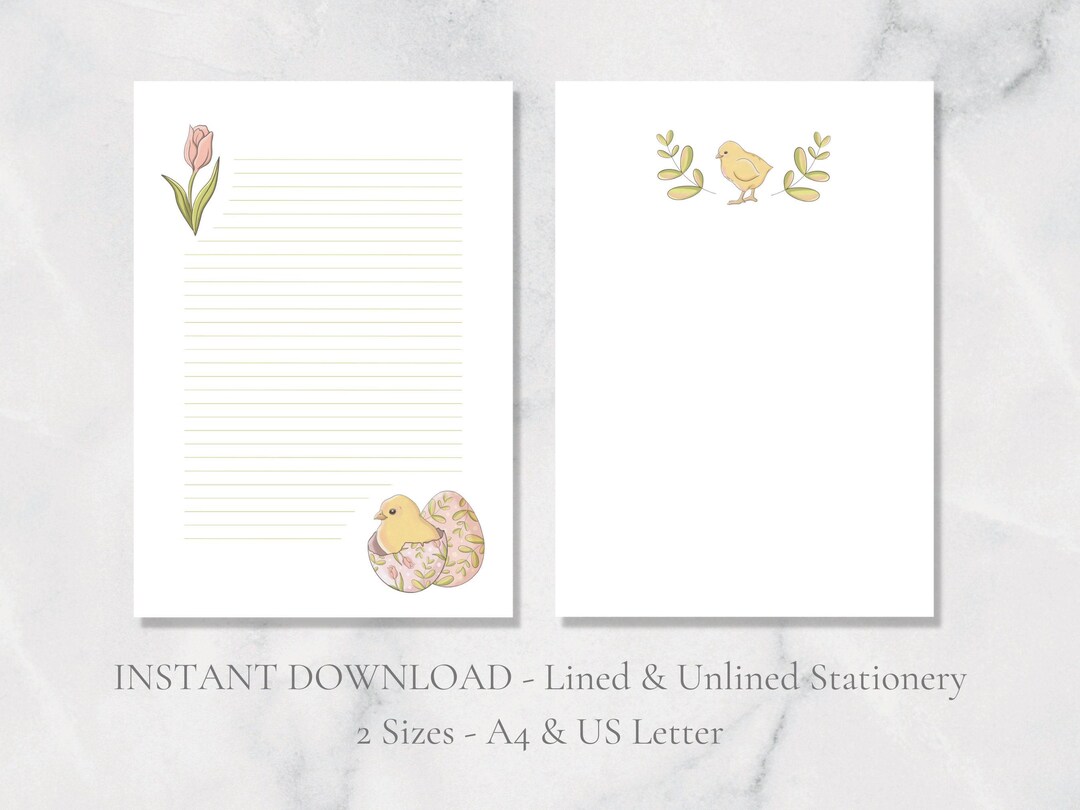 Easter Chick Printable Stationery Easter Egg Printable Stationary Paper ...