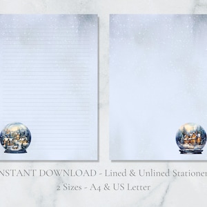 Snow Globe Printable Stationery Village Stationary Festive Letter ...