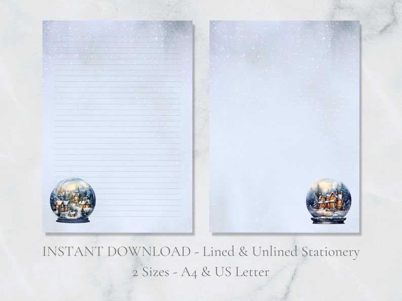 Snow Globe Printable Stationery Village Stationary Festive Letter ...