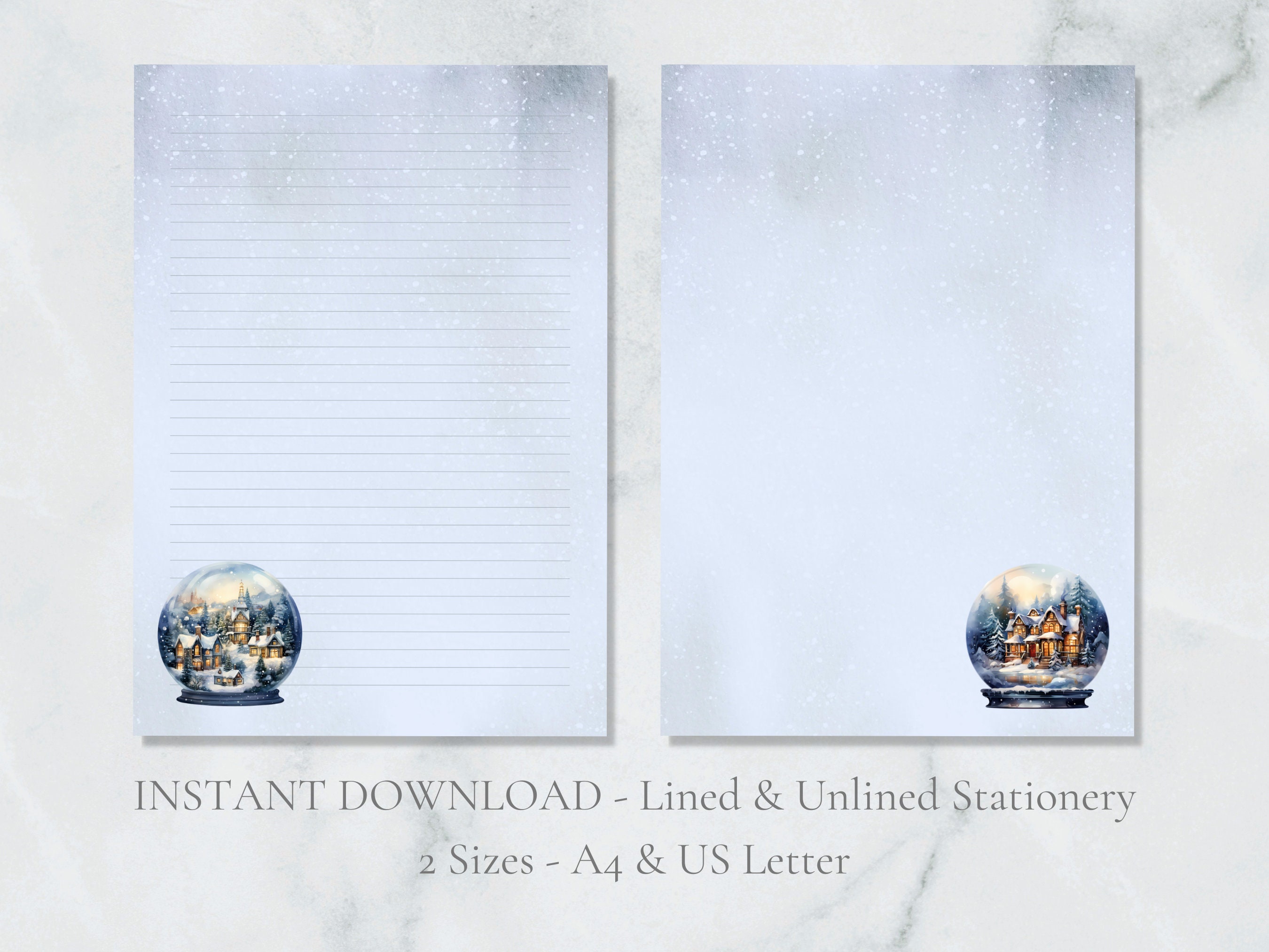 Snow Globe Printable Stationery Village Stationary Festive Letter ...