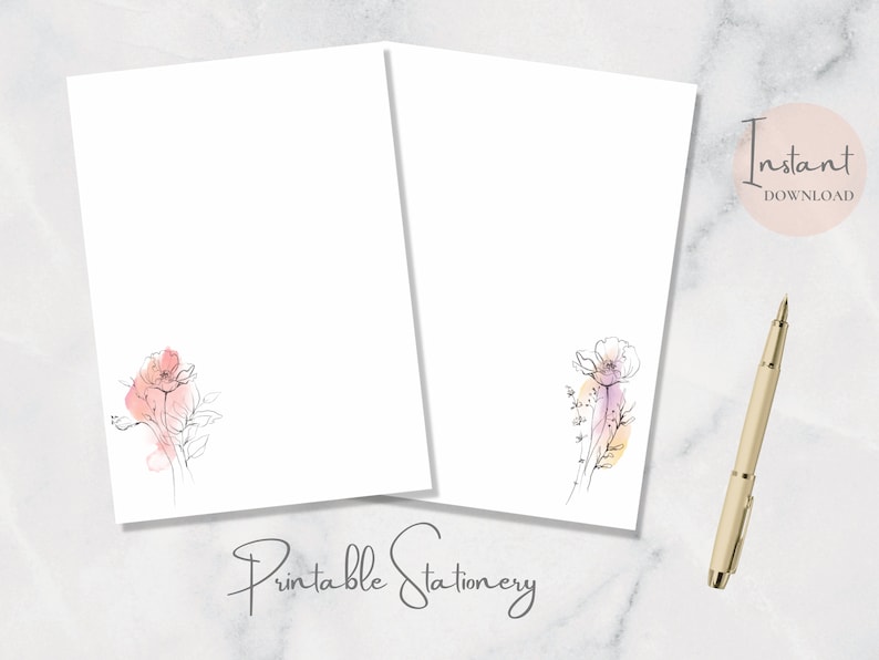 Minimalist Floral Printable Stationery Writing Paper Flower Letter ...