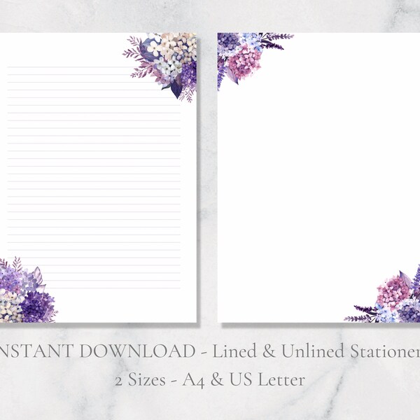 Hydrangea Printable Stationery - Etsy
