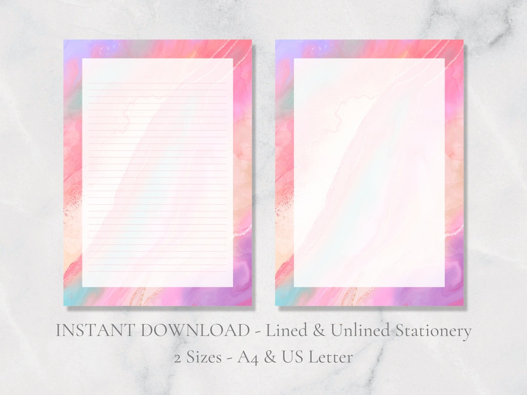 Pink Marbled Printable Stationery Pretty Stationary Rainbow Writing ...