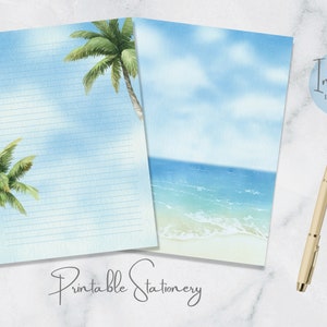 Tropical Island Printable Stationery Beach Stationary Summer Writing ...