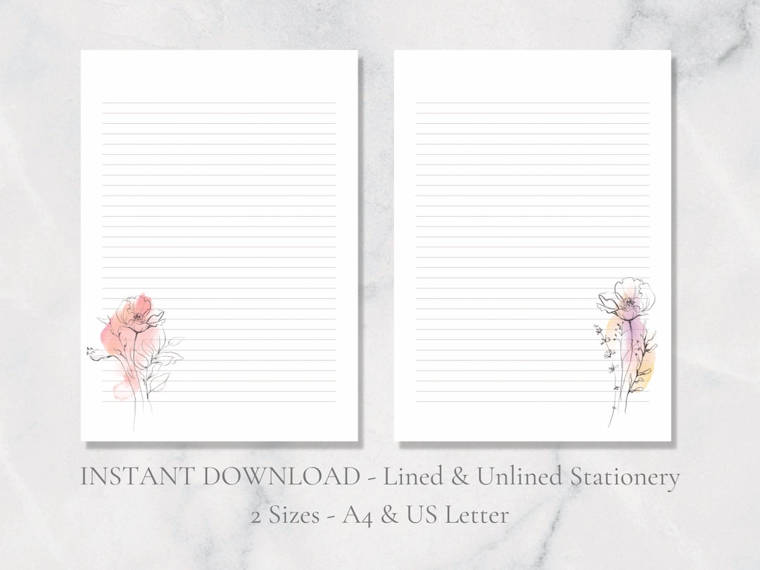 Minimalist Floral Printable Stationery Writing Paper Flower Letter ...