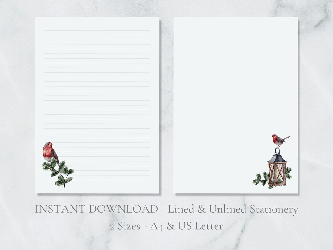 Winter Robin Printable Stationery Festive Stationary Christmas Letter ...