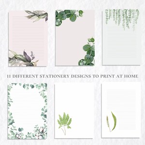 BUNDLE Leaf Stationery Printable Green Leaves Stationary Paper ...
