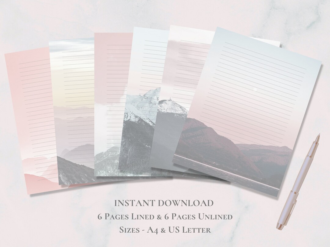 Mountain Stationery - Letter Writing Set- A4 and US Letter- Lined ...