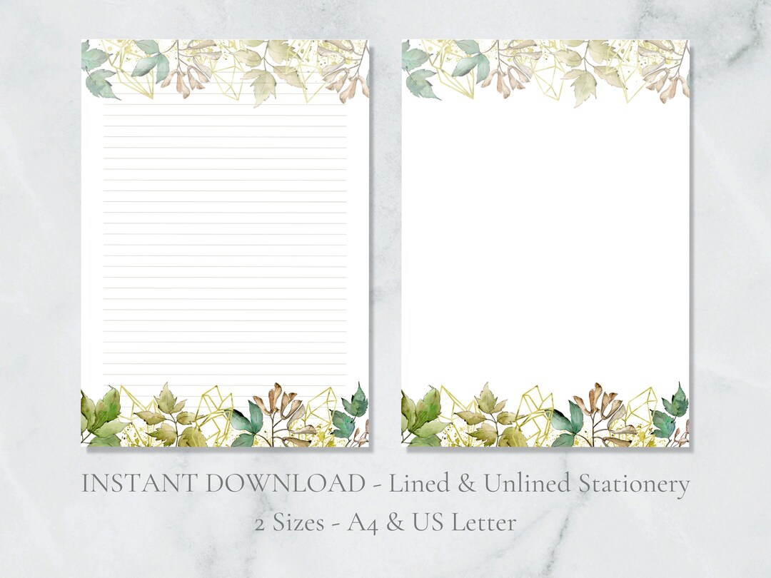 Maple and Sycamore Leaf Printable Stationery Leaves Stationary ...