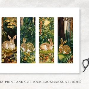 Forest Rabbits Printable Bookmark Woodland Watercolor Bunny Instant ...
