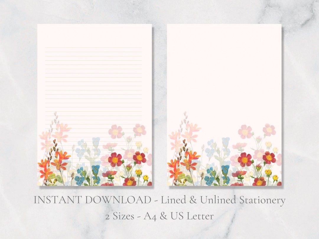 Vintage Floral Printable Stationery Flower Stationary Nature Writing ...
